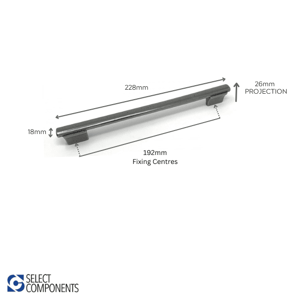 192mm Black Cast Iron Pull Kitchen Cupboard Handle - Select Components