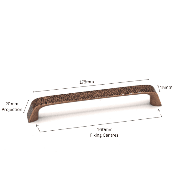 160mm Red Copper Textured D Handles